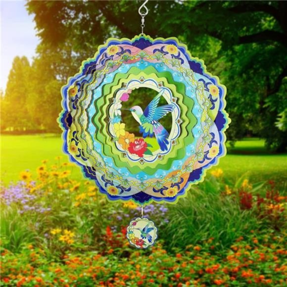 Accents | Hummingbird Wind Spinners Outdoor 12 Inch Large Metal 3d ...